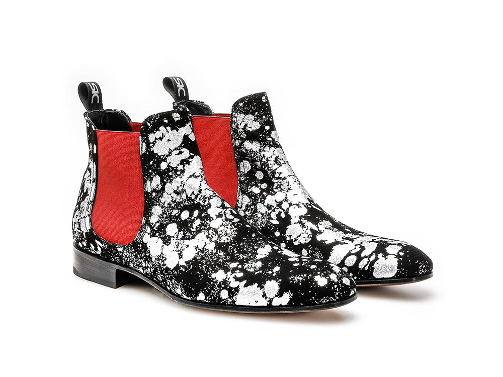 Men's silver spray pattern chelsea boot shoes | DIS