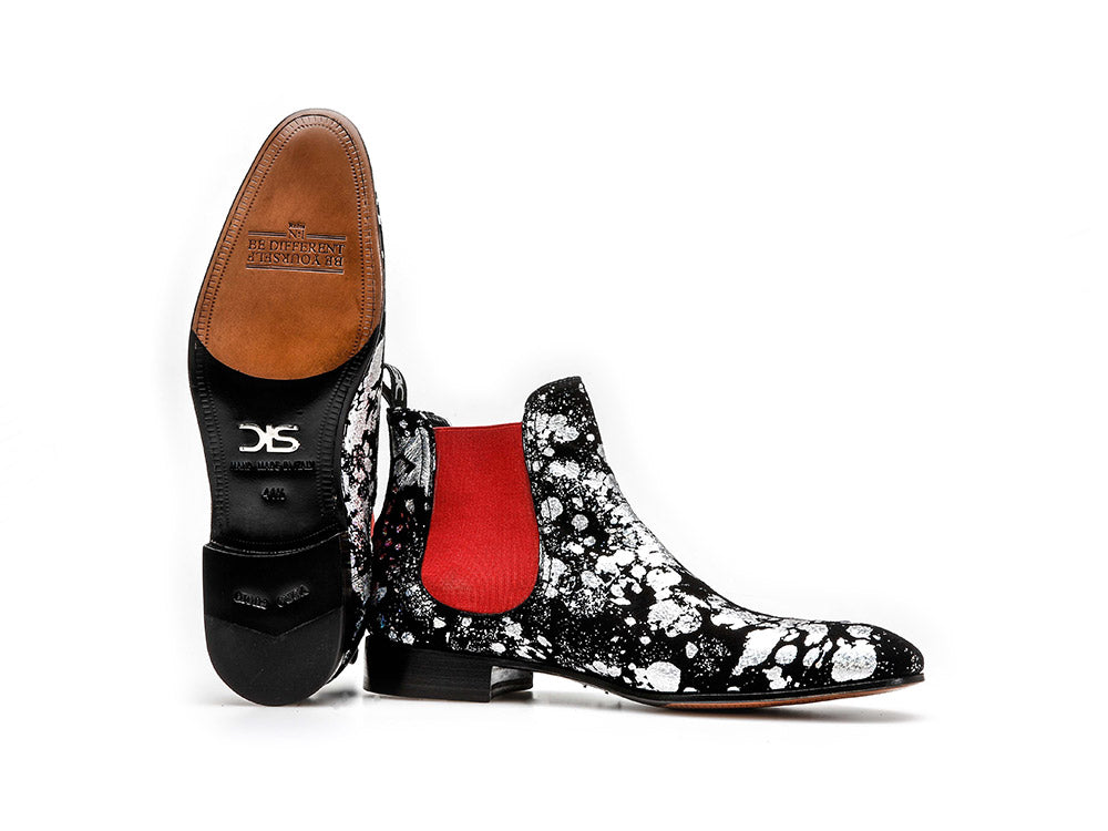 Men's silver spray pattern chelsea boot shoes | DIS