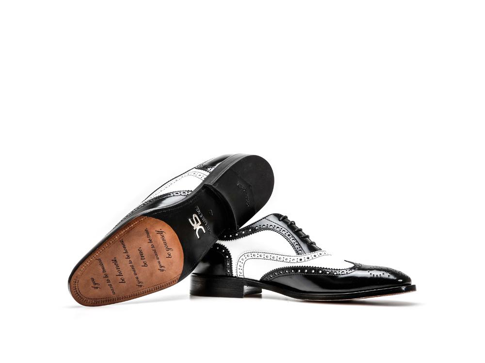 bicolored shiny leather men oxford wing brogue shoes | DIS