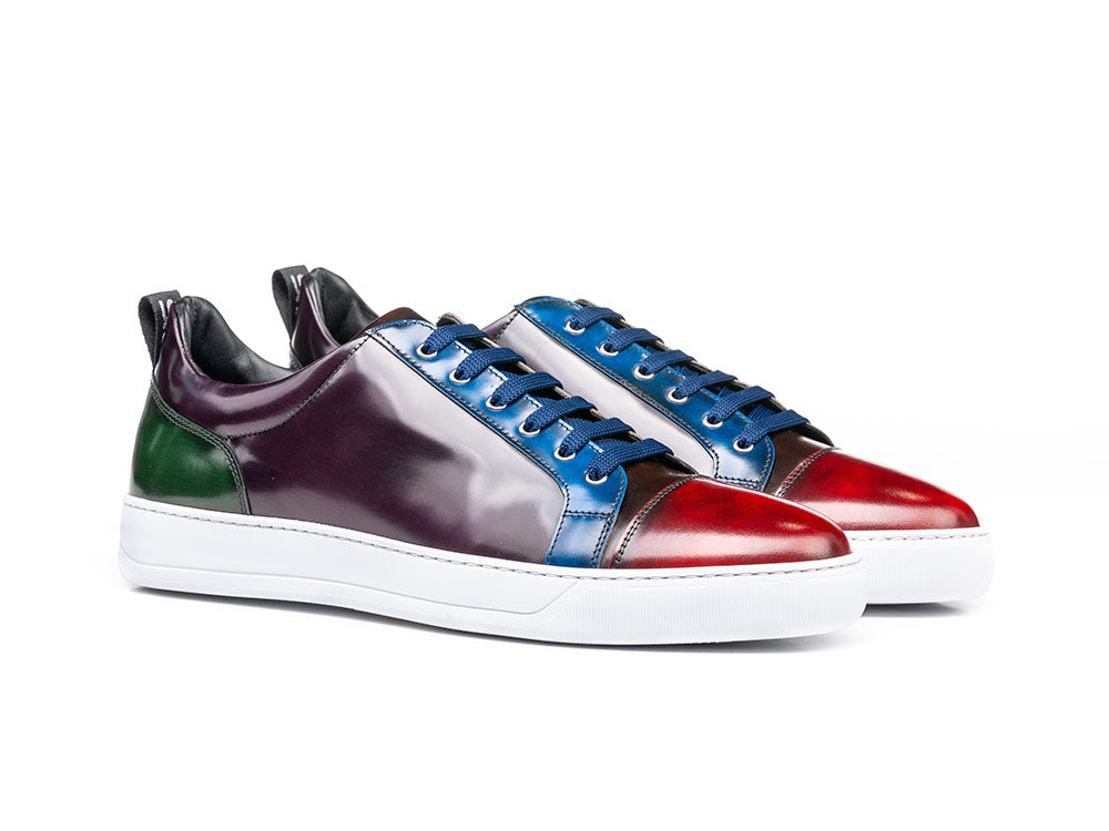 low top sneakers multicolor polished leather shoes | DIS